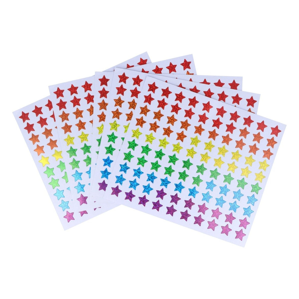 500 Holographic Star Stickers in 6 Assorted Colours – 100pcs per sheet ...