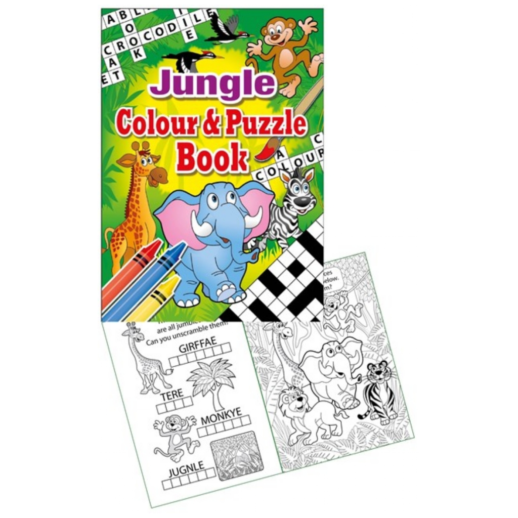 Jungle Colour & Puzzle Book A6 | Party Bag Fillers | Kids Party Craft – KPC