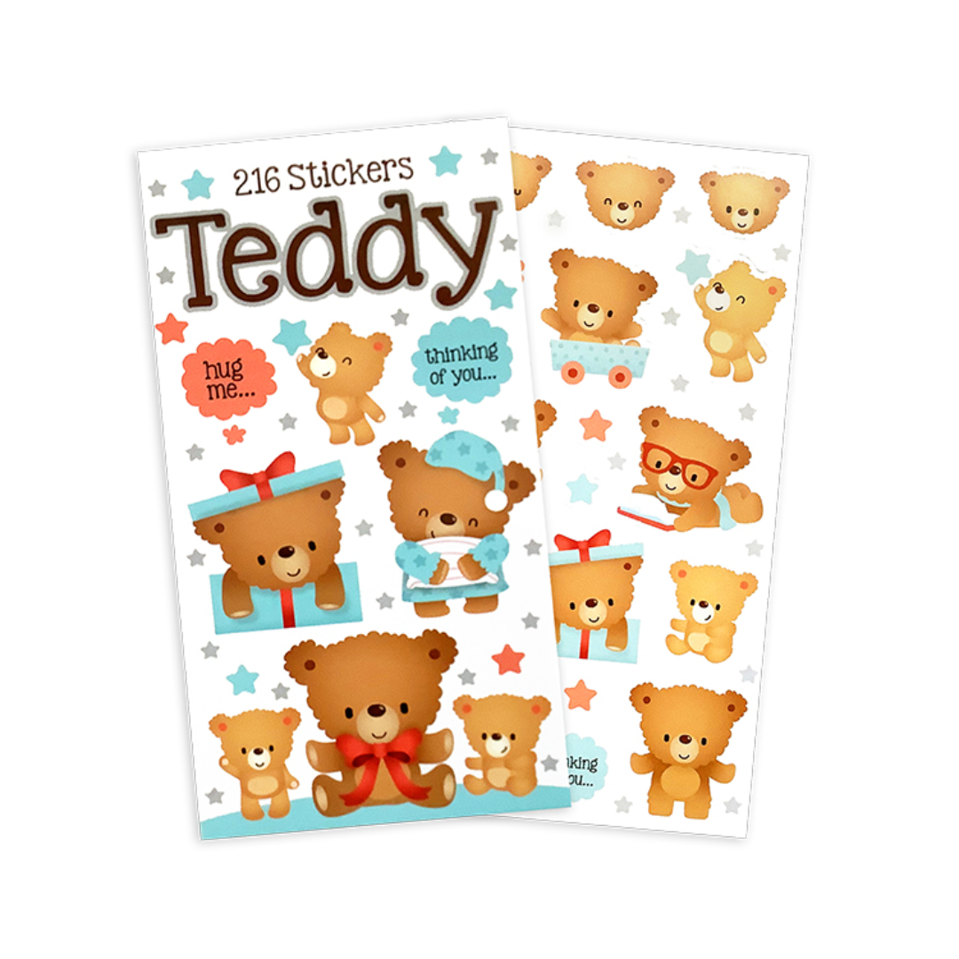 Teddy Sticker Sheet Book (216 stickers) | Stickers | Kids Party Craft – KPC
