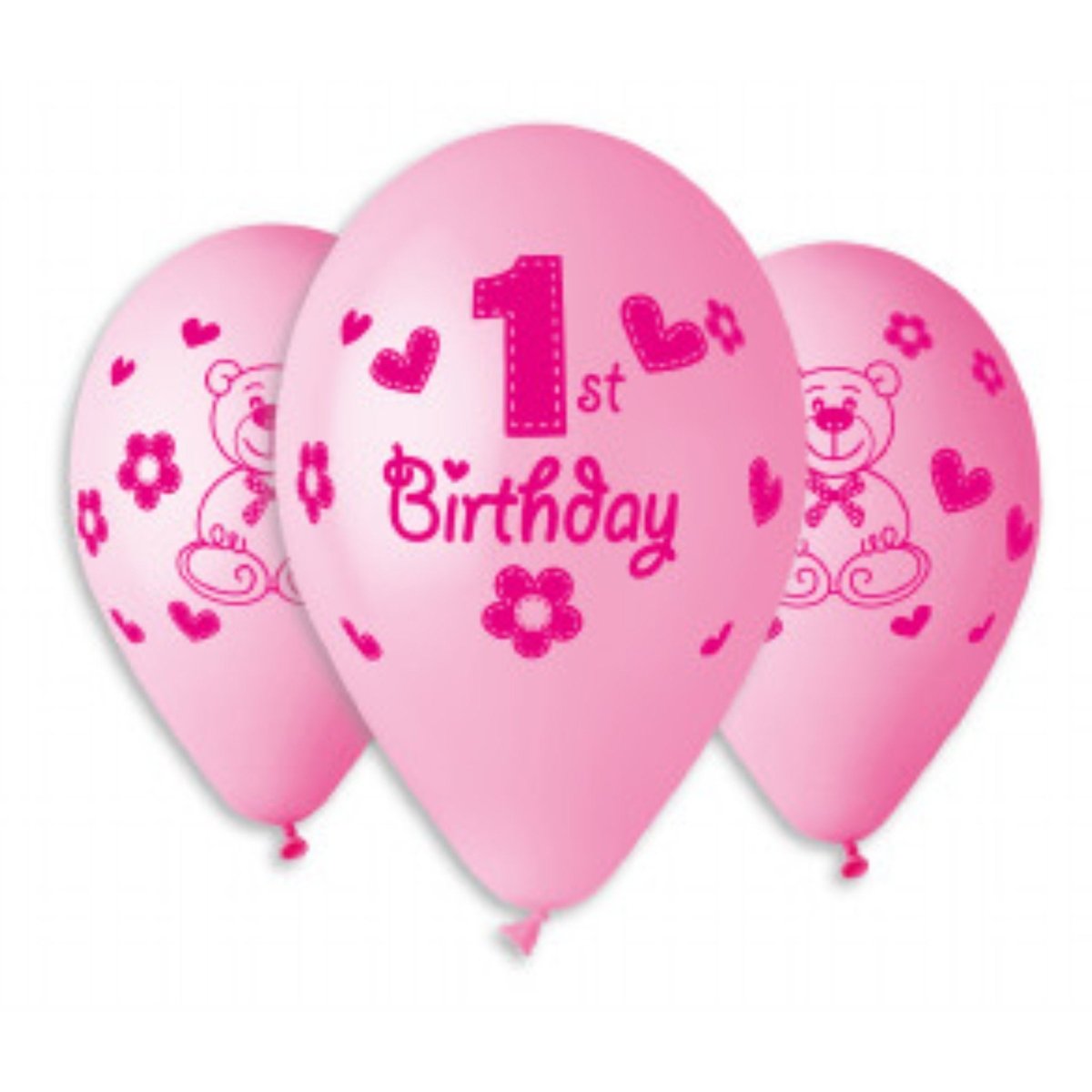 Girls 1st Birthday Balloons Pink & White (10 pack) - Kids Party Craft – KPC
