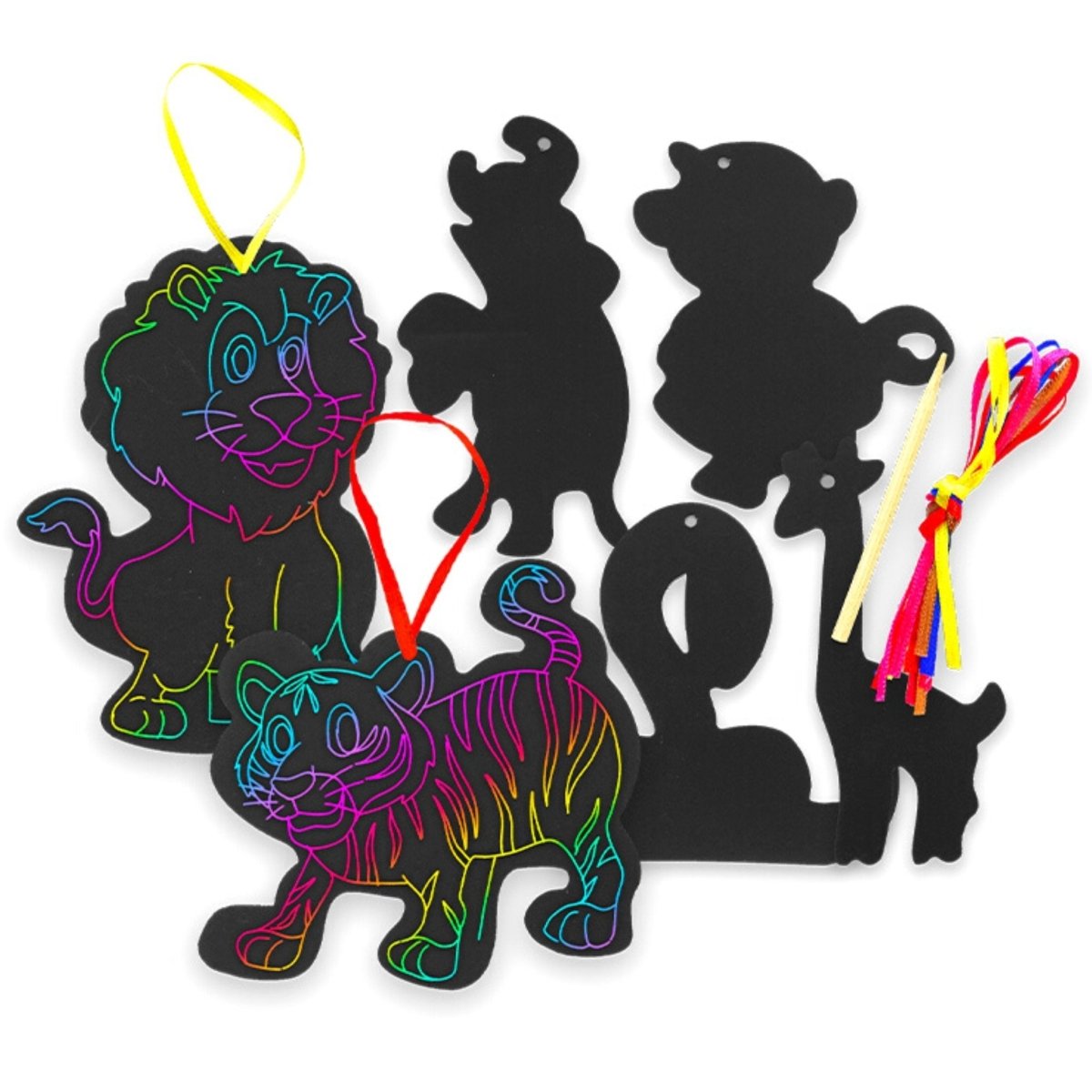 Jungle Scratch Art Shapes Kit x 6 - Kids Party Craft – KPC