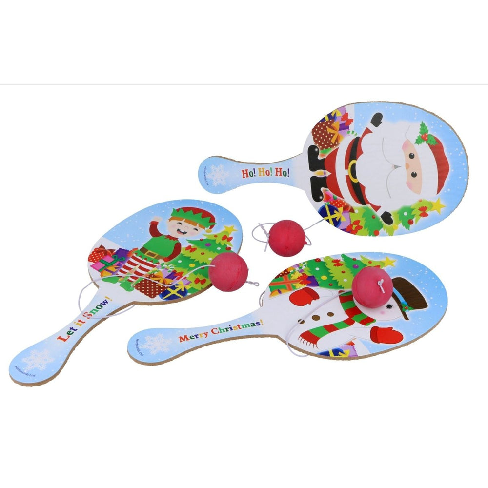 Wooden Christmas Paddle Bat and Ball Game - Kids Party Craft – KPC